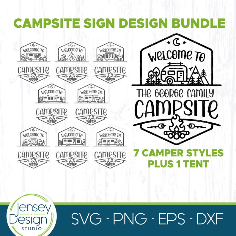 Welcome To Our Campsite Svg Camper Bundle Camping Bucket Name Etsy