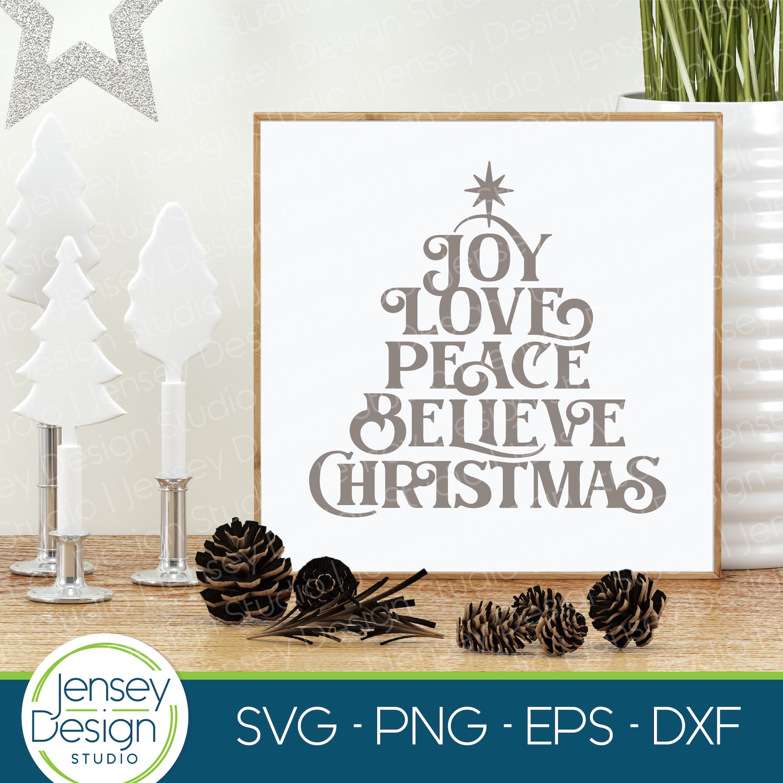 Christian Christmas Svg Tree of Joy Love Peace Believe Svg - Etsy