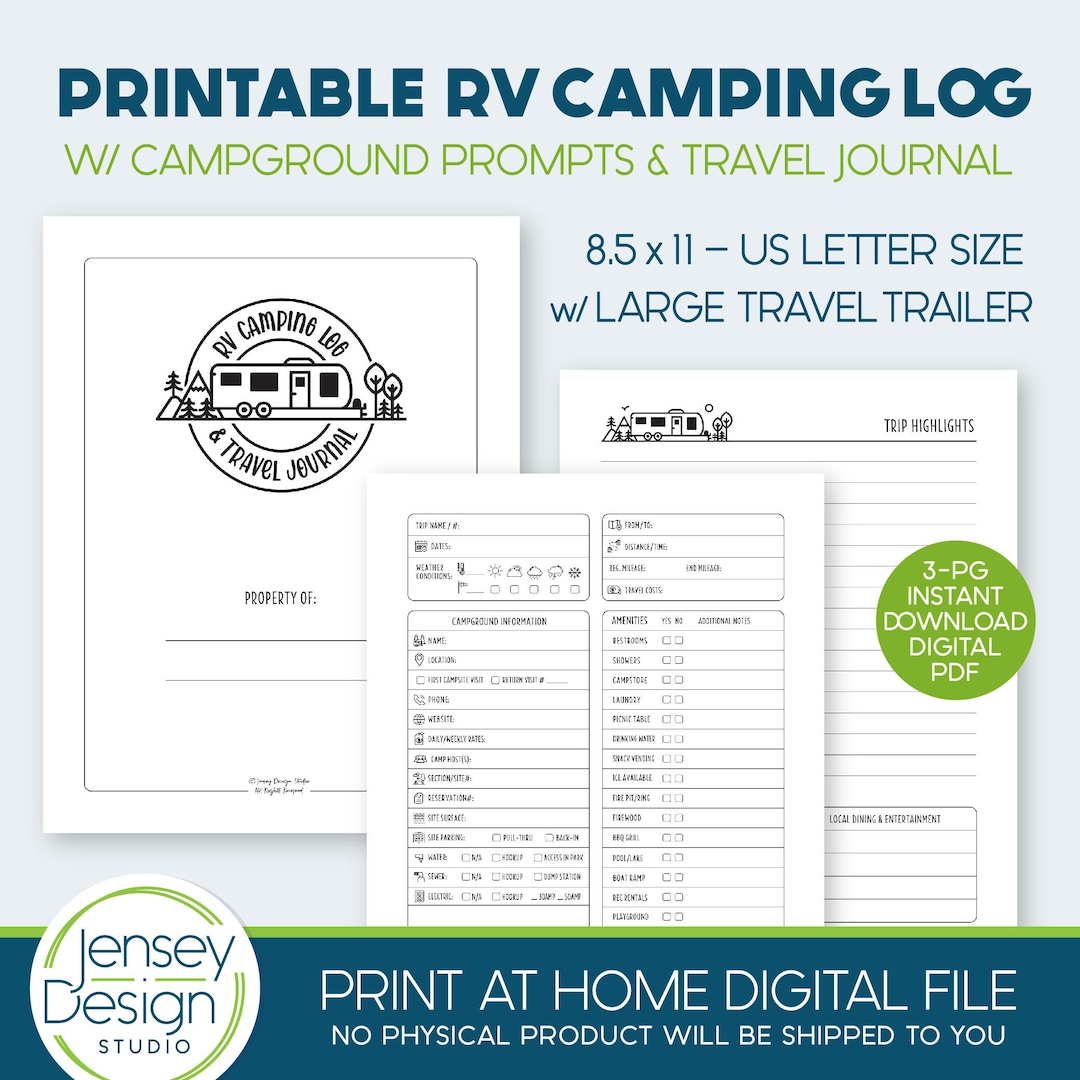 RV Camper Camping Journal, Campground Log, Road Trip Planner, Travel ...