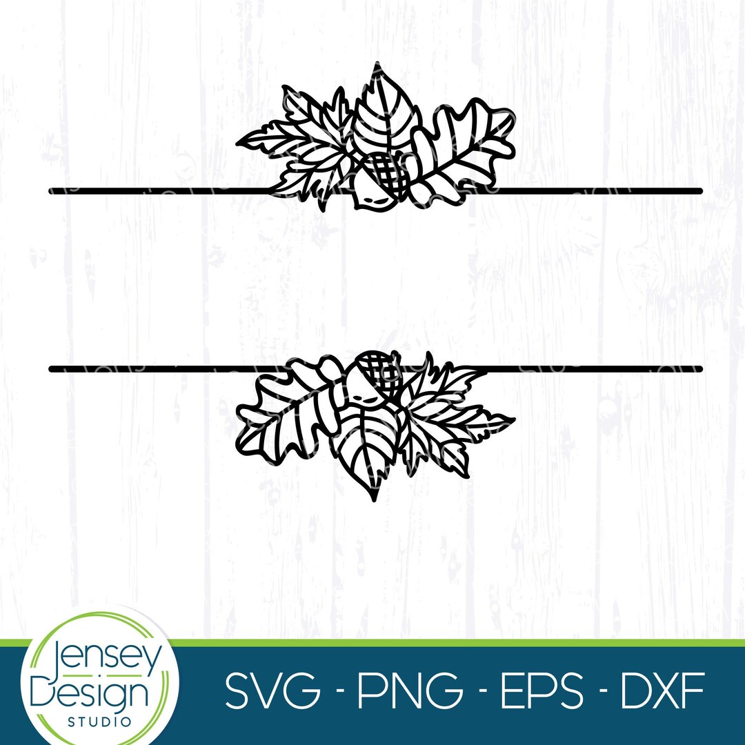 Fall Split Monogram Frame SVG, Autumn Leaves Set, Thanksgiving Svg ...