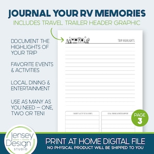 RV Camper Camping Journal, Campground Log, Road Trip Planner, Travel ...