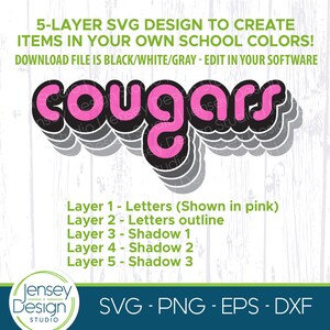 Cougars Svg, Team Mascot Png, School Spirit Wear Design, Pride Artwork, Sports Fan Support Shirt ...