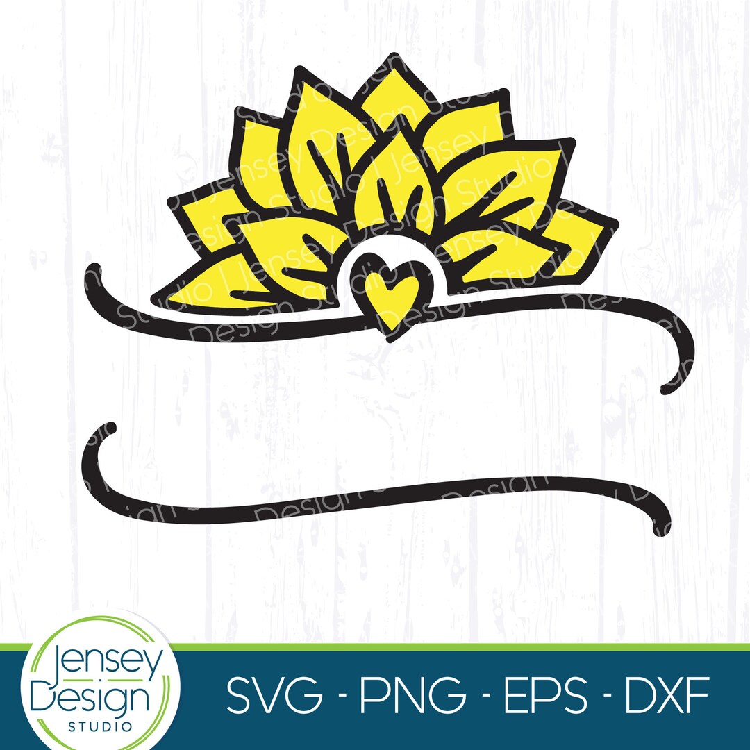 Sunflower Split Monogram Svg, Half Flower Design, Summer Clipart Png ...