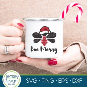 Bee Merry Svg, Cute Santa Svg, Christmas Quote Svg, Ornament Svg, Be ...