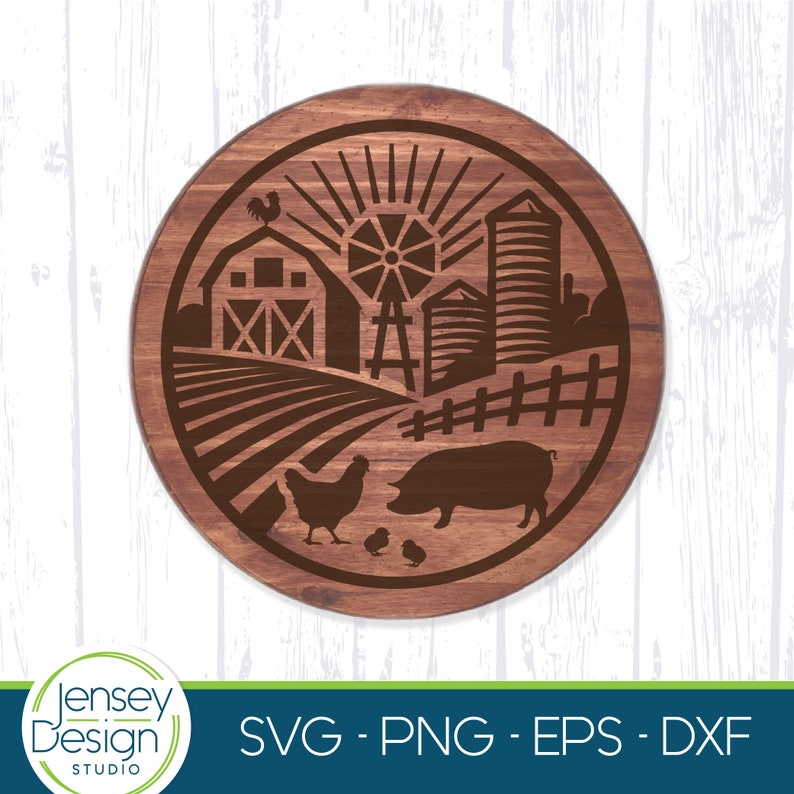 Farm Scene Svg, Barn Animals Round Circle Frame, Pig Chicken Farmhouse ...