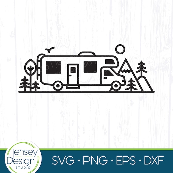 Motorhome RV Camping Scene Svg Class C Camper Svg Sign | Etsy Australia