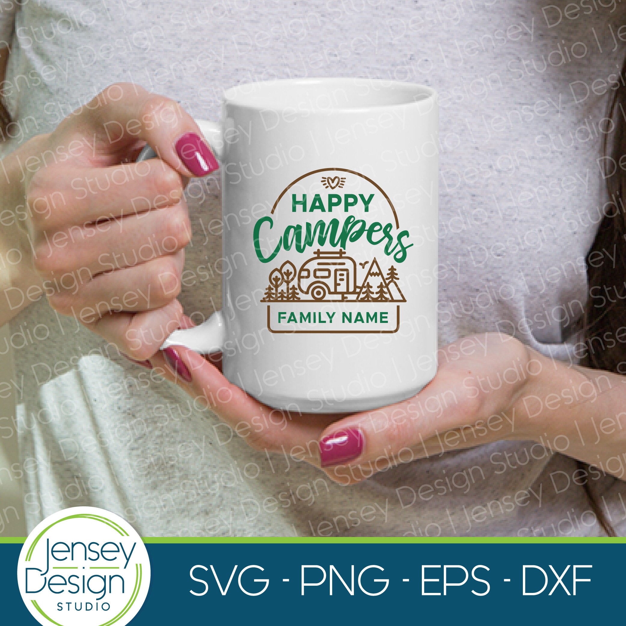 Happy Campers Svg Family Name Svg Camping Flag Camper Sign | Etsy