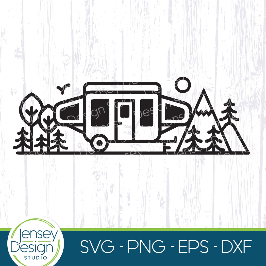 Pop-up Camping Scene Svg, Popup Family Camper Svg, Campsite Svg ...
