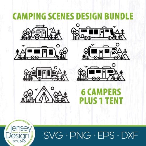 Popup Camper Trailer SVG Forest Scene Cut File for Cricut - Etsy Canada