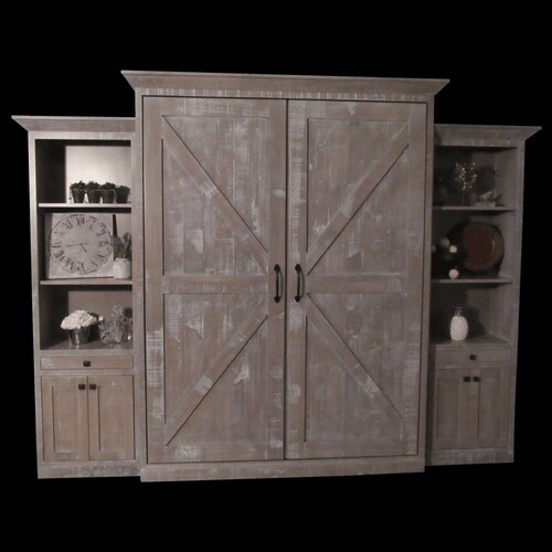 Barn Door Murphy Bed With Ajustable Shelves in Bookcases - Etsy