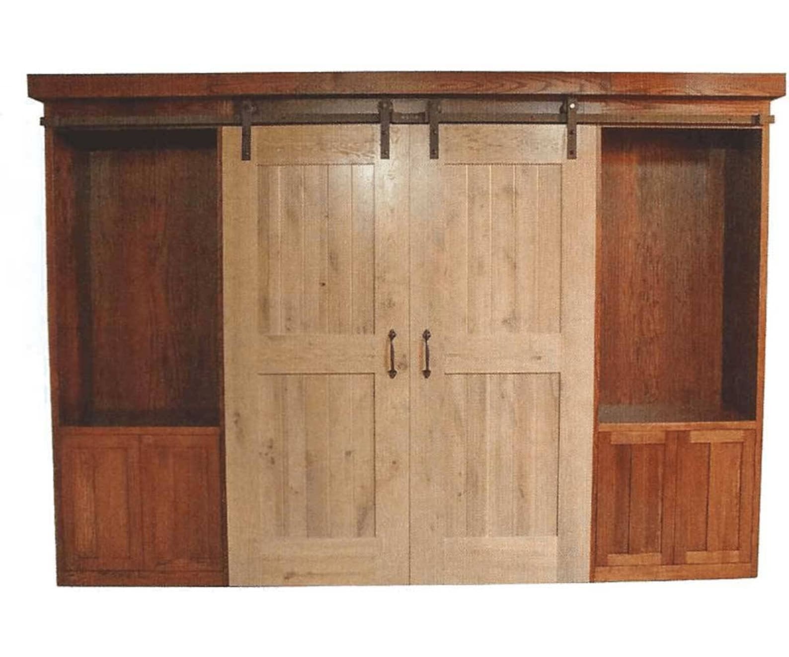Light Colored Barn Door Murphy Bed With Ajustable Shelves in - Etsy
