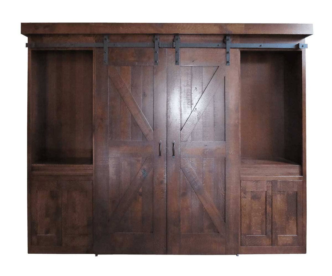 Barn Door Murphy Bed With Ajustable Shelves in Bookcases - Etsy