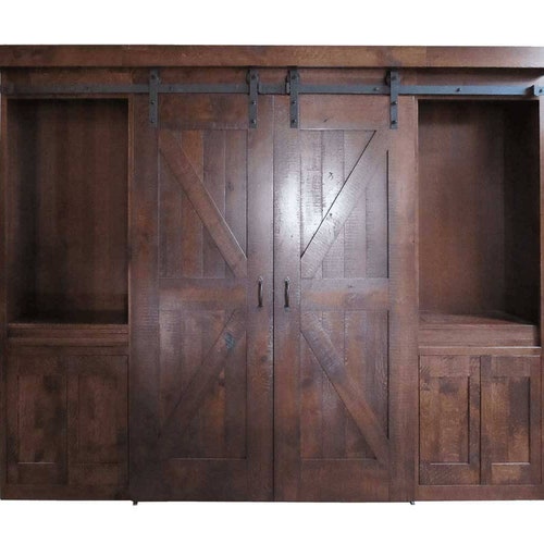 Barn Door Murphy Bed With Ajustable Shelves in Bookcases - Etsy