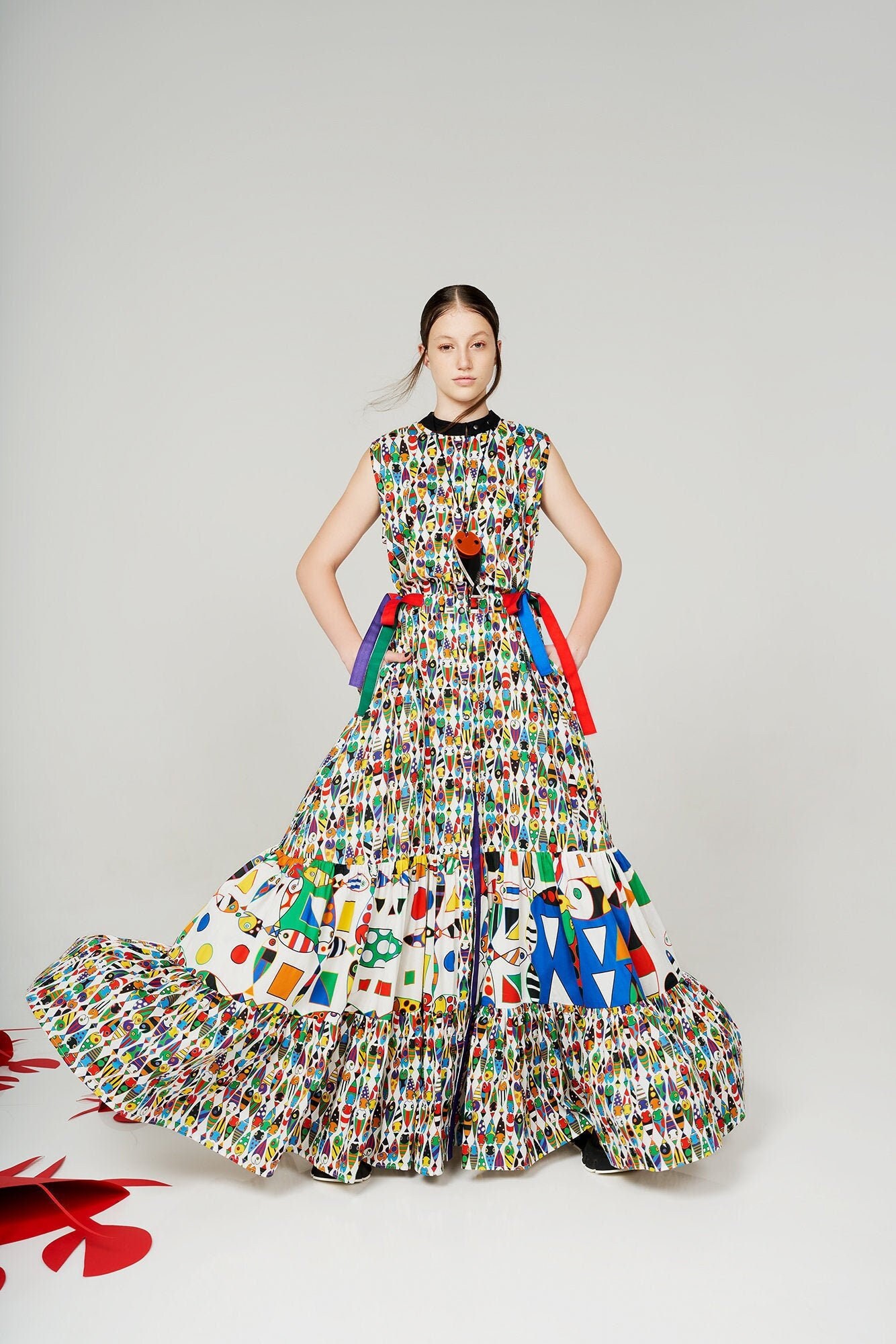 Colorblock Maxi Dress, Ruffle Dress, Geometric Dress, Avant Garde ...