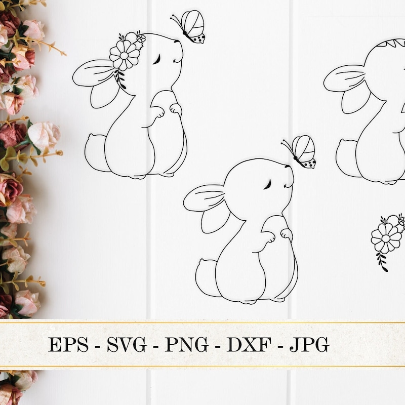 Bunny With Butterfly Svg - Etsy