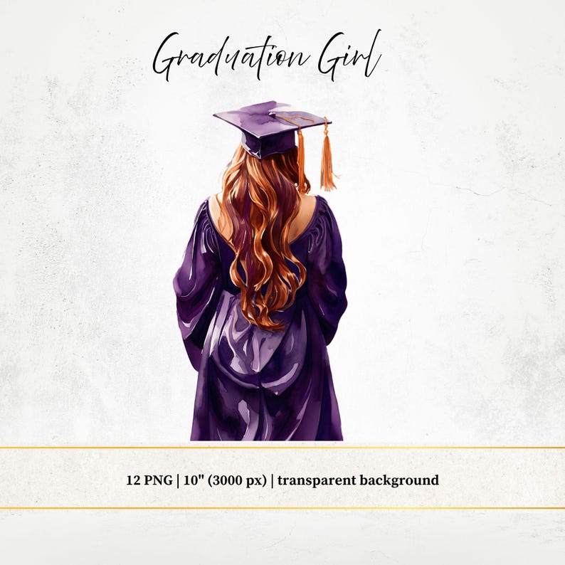 Imágenes prediseñadas de graduación en acuarela: Toga morada, vista ...