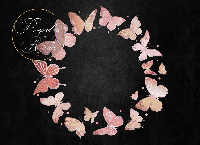 Rose Gold Glitter Butterflies Compositions Gradient Rose Gold - Etsy