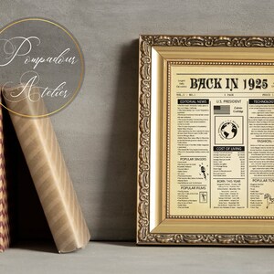 Back in 1925 Sign, Digital Newspaper Poster, Born in 1925, Printable ...