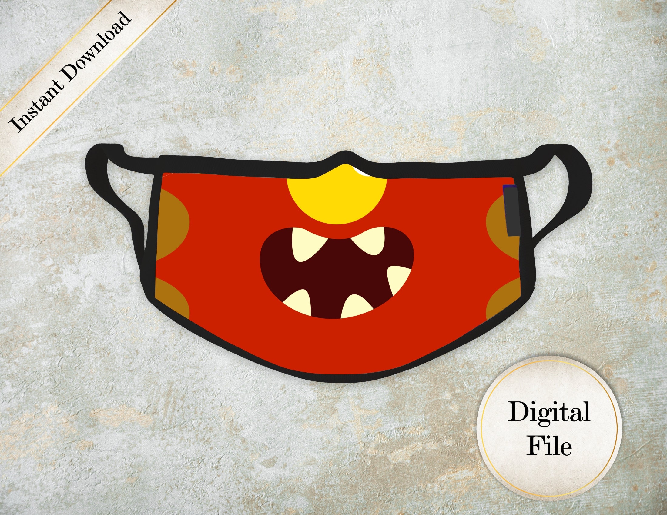 Funny Monster Face Mask Design Pack Kids Face Mask Images - Etsy