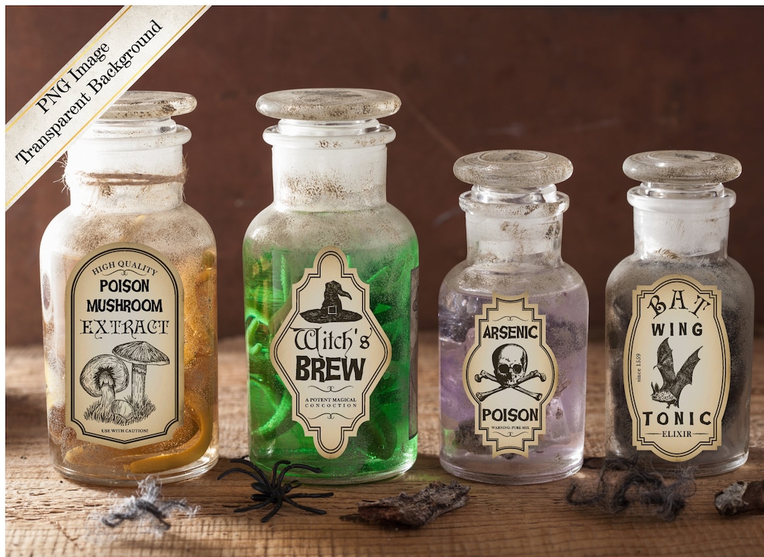 Apothecary Potion Labels, 2.5"x1.4" Apothecary Halloween Vintage Labels ...