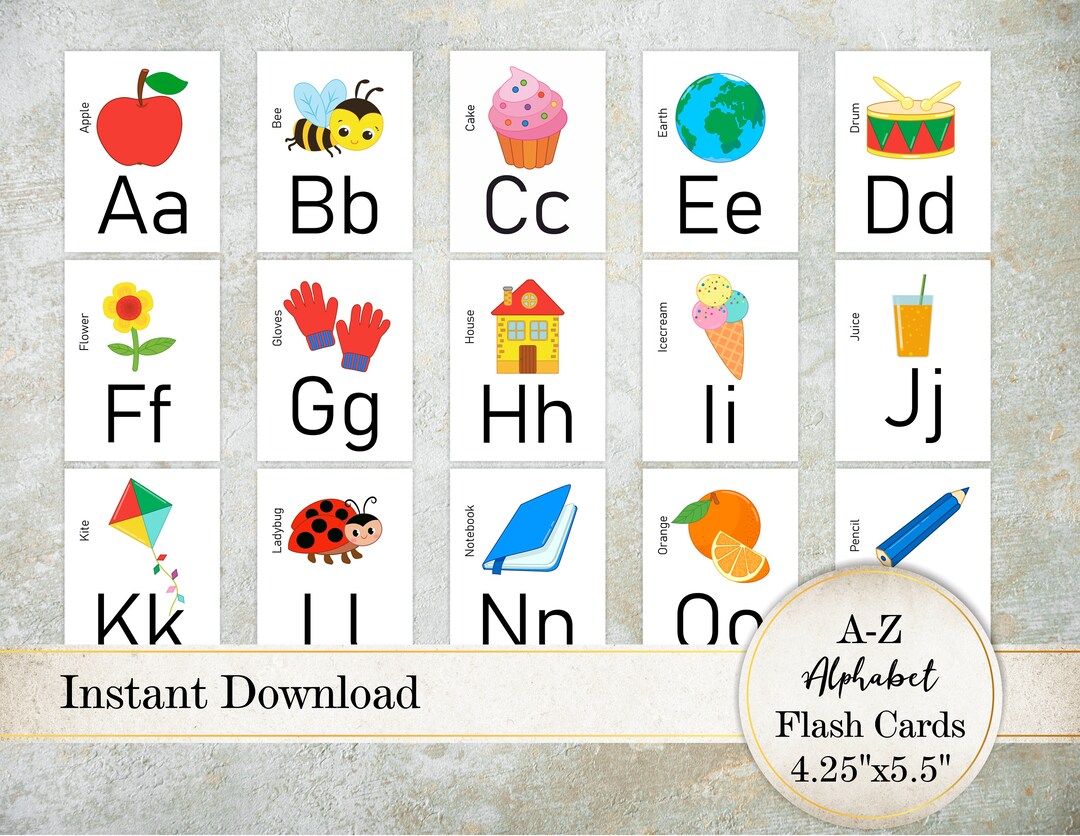 Kids Alphabet Cards, Preschool Toddler Classroom Cards, Educational ...