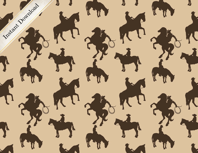 Cowboy Digital Paper Pack Seamless Pattern Wild West | Etsy