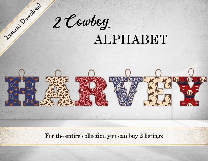 Cowboy Alphabet and Numbers Western Digital Letters and - Etsy