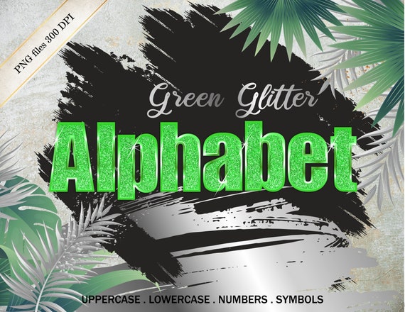 Green Glitter Alphabet Clipart Spring Green Sparkling Digital - Etsy