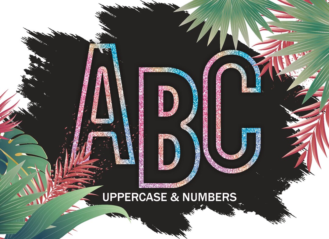 Colored Glitter Frame Alphabet, Multicolor Letters Numbers, Rainbow ...