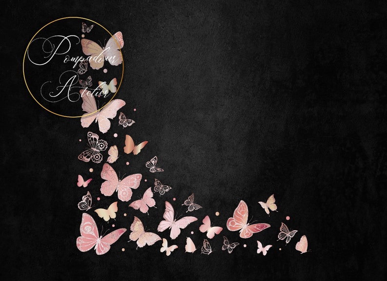 Rose Gold Glitter Butterflies Compositions Gradient Rose Gold - Etsy