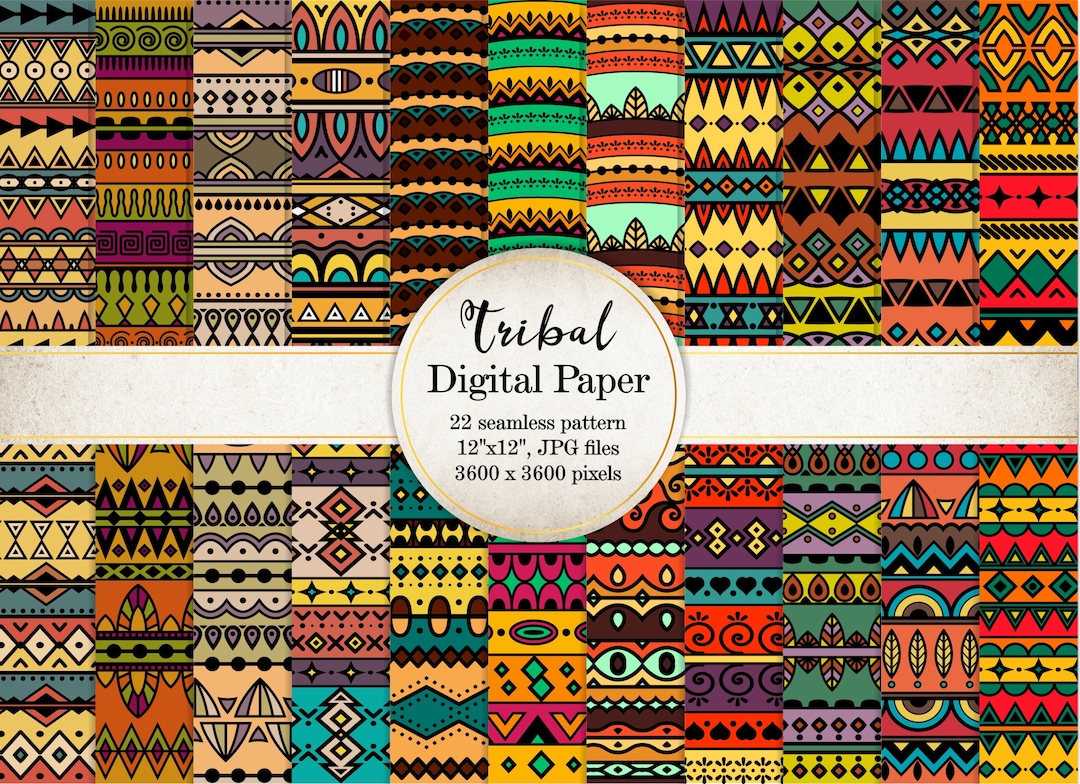 Multicolored Tribal Seamless Pattern, Aztec Digital Paper, Colorful ...