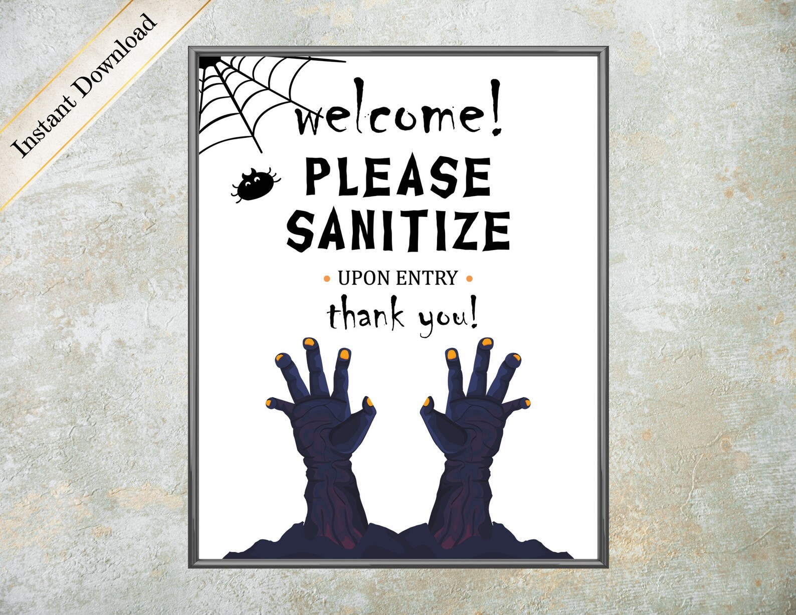 Welcome Please Sanitize Sign Printable Creepy Hands Sign | Etsy
