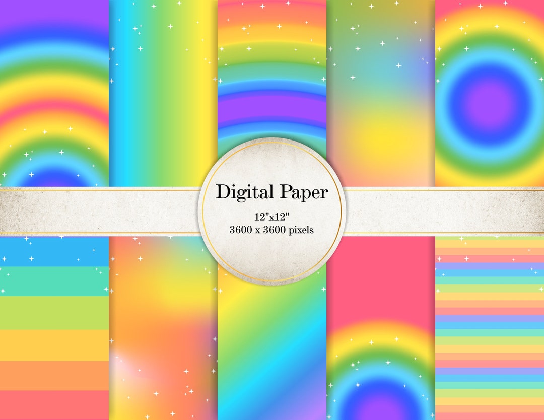 Rainbow Magical Background, Colorful Digital Paper Pack, Spectrum ...