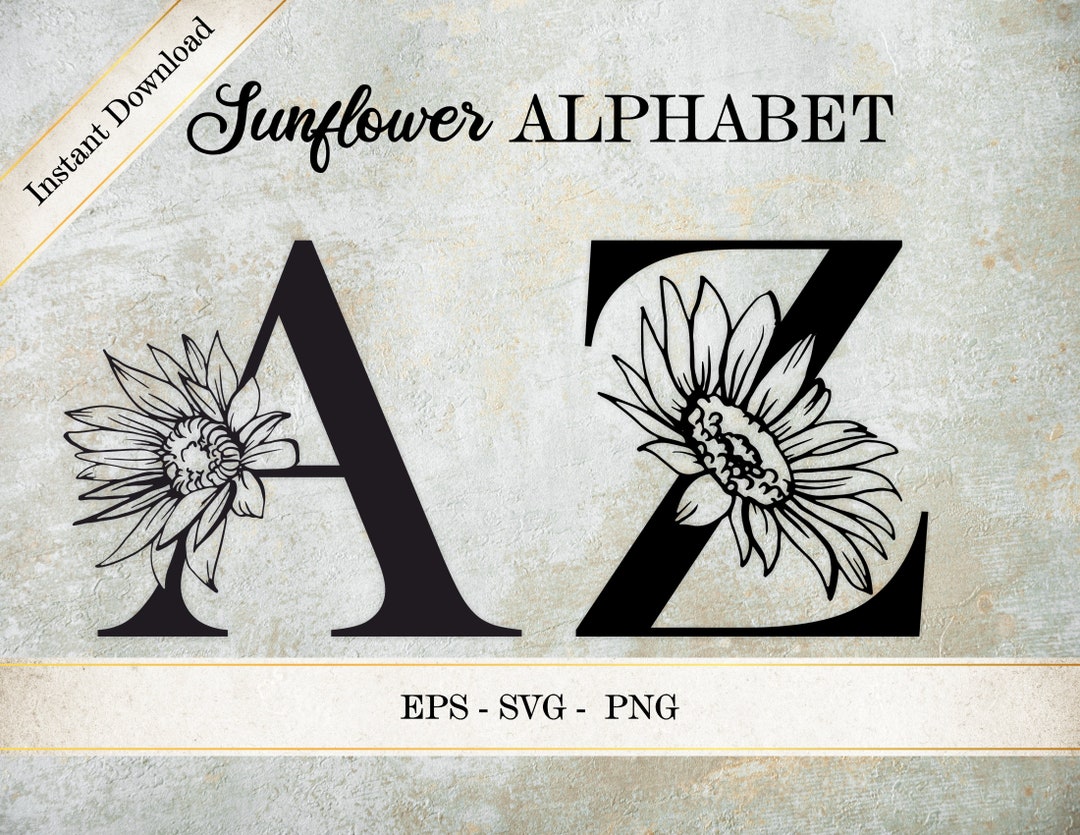 Sunflower Alphabet SVG, Letters A-Z Monogram, Font PNG Image, Alphabet ...