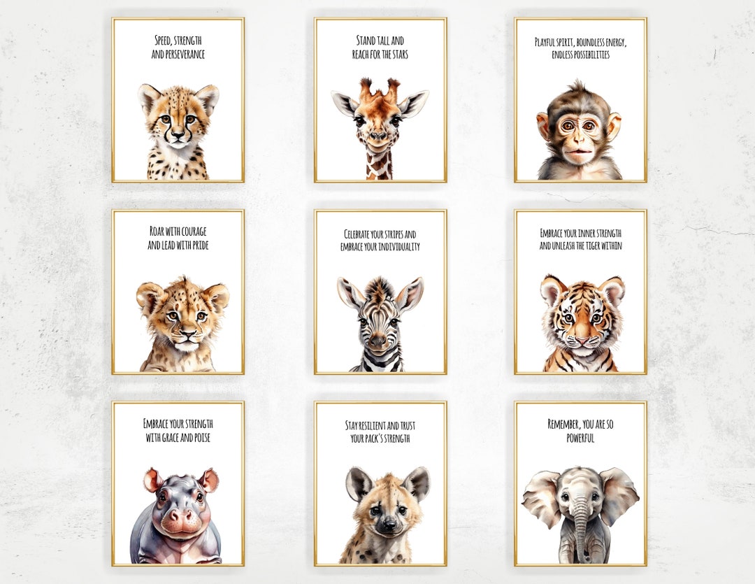 Motivational Safari Nursery Digital Prints, African Animals Prints ...