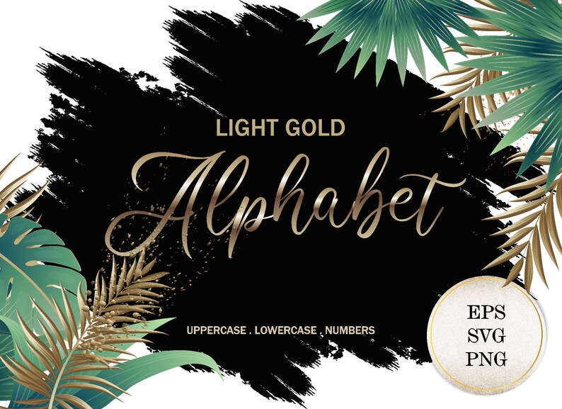 Cursive Light Gold Alphabet SVG Calligraphy Gold Digital - Etsy