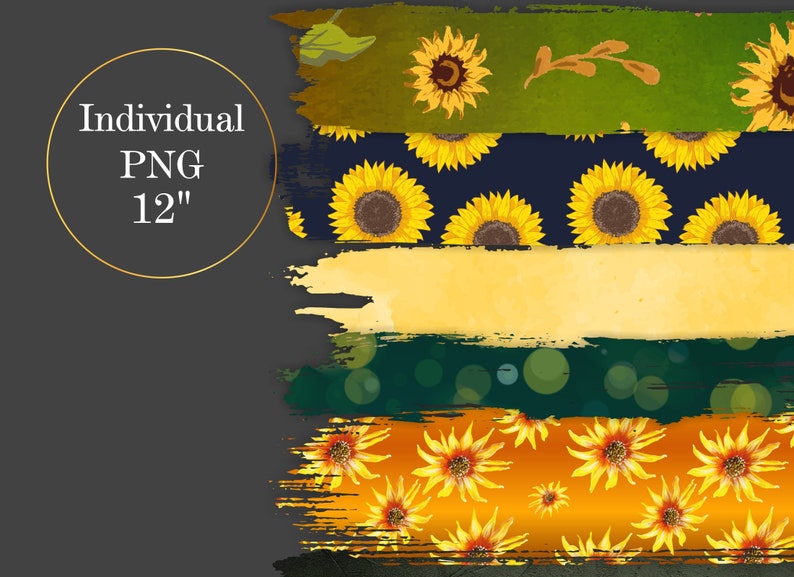Sunflower Brush Stroke Image Pack Sunflowers Clipart Paint - Etsy