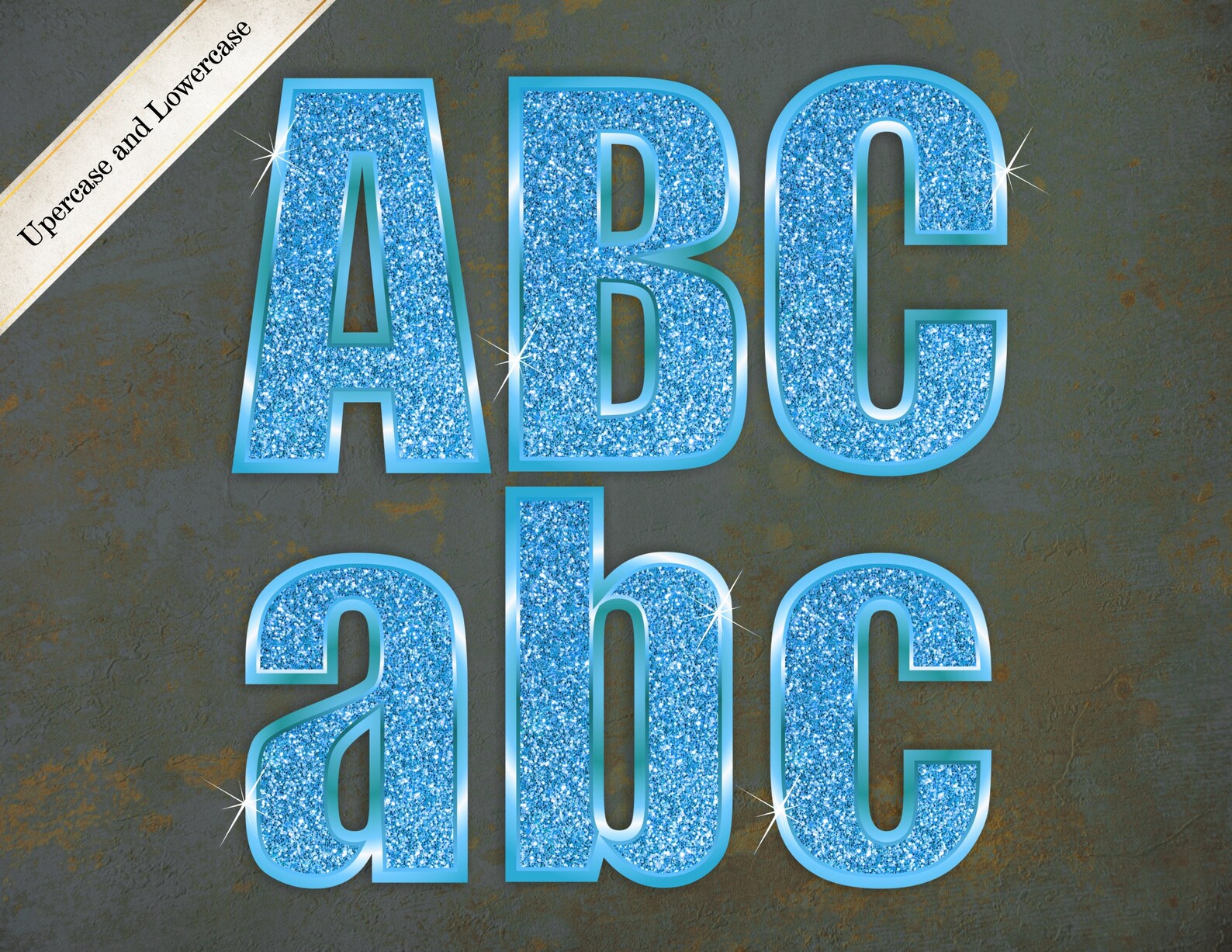 Light Blue Glitter and Metallic Alphabet Clipart Blue Digital - Etsy UK