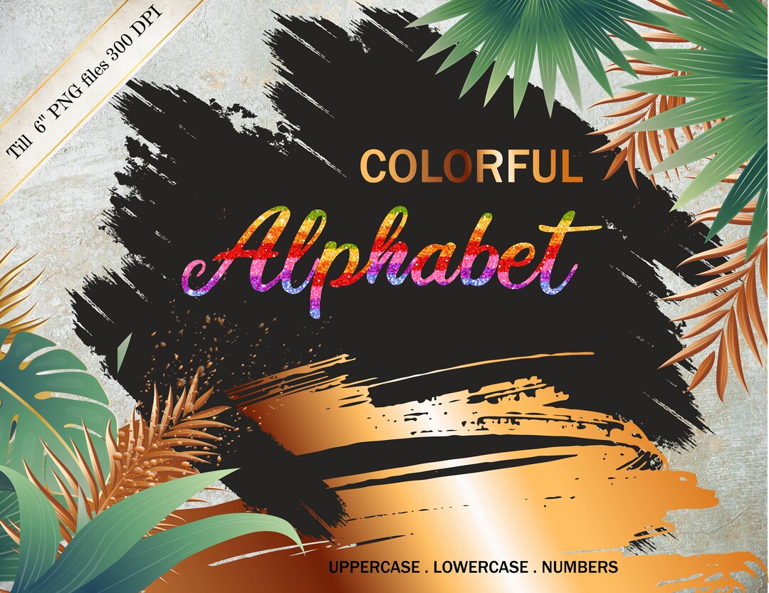 Colorful Alphabet Clipart, Multicolor Digital Letters Numbers, Rainbow ...