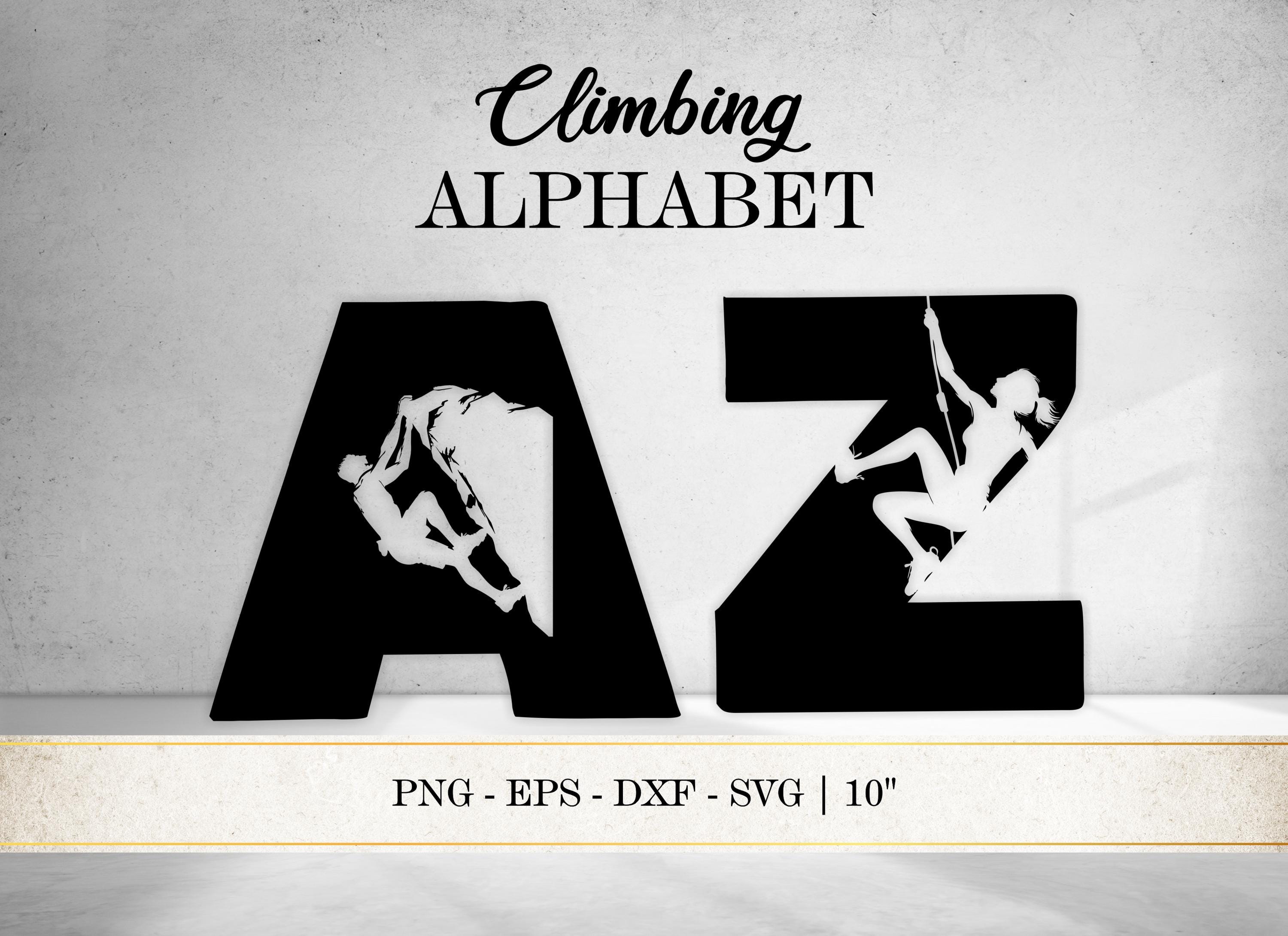 Climbing Alphabet Letters SVG: Rock Climbing Silhouette Cut Files ...