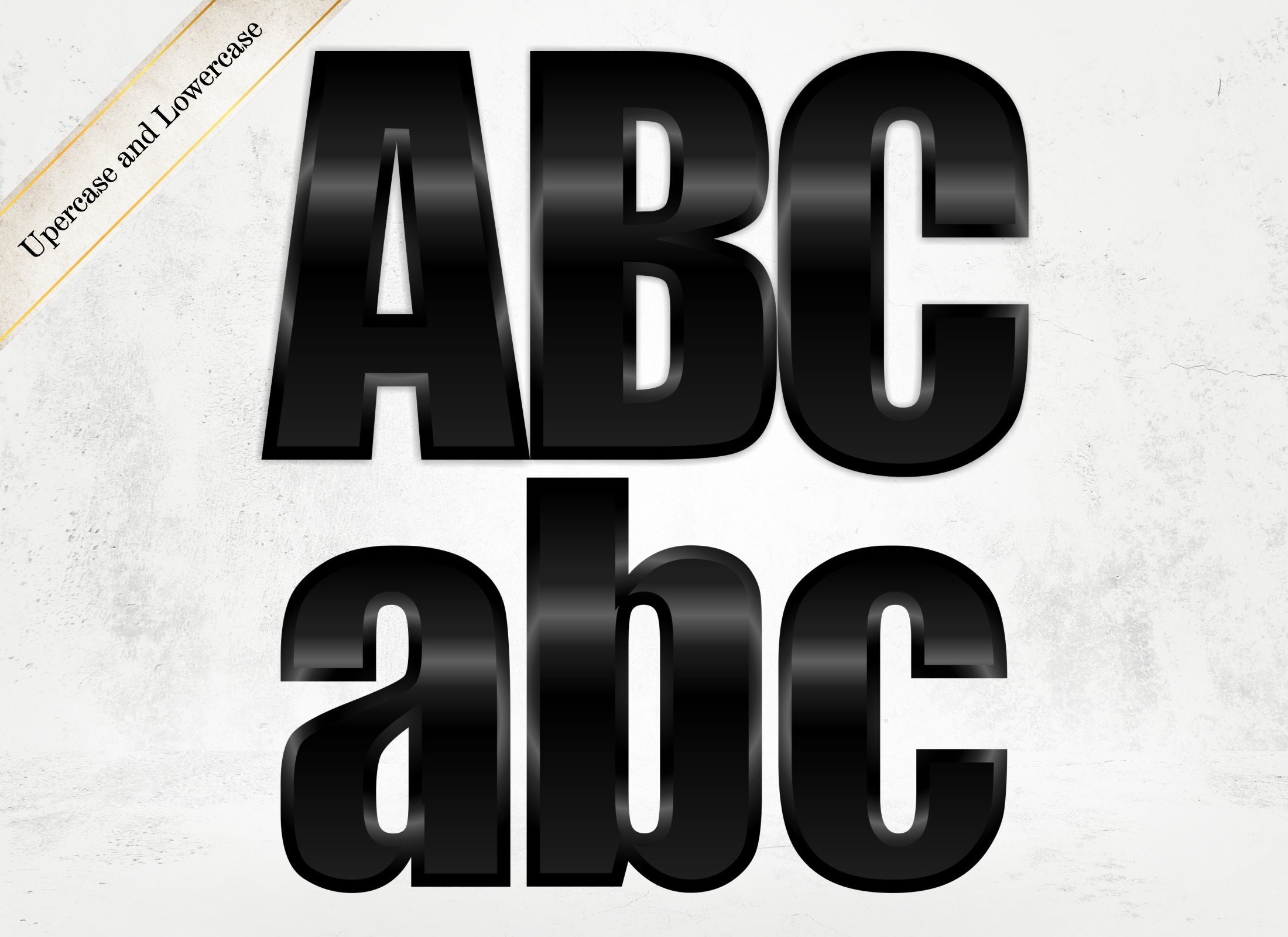 Black Foil Alphabet Clipart: Silk Letters, Numbers, Symbols (PNG ...
