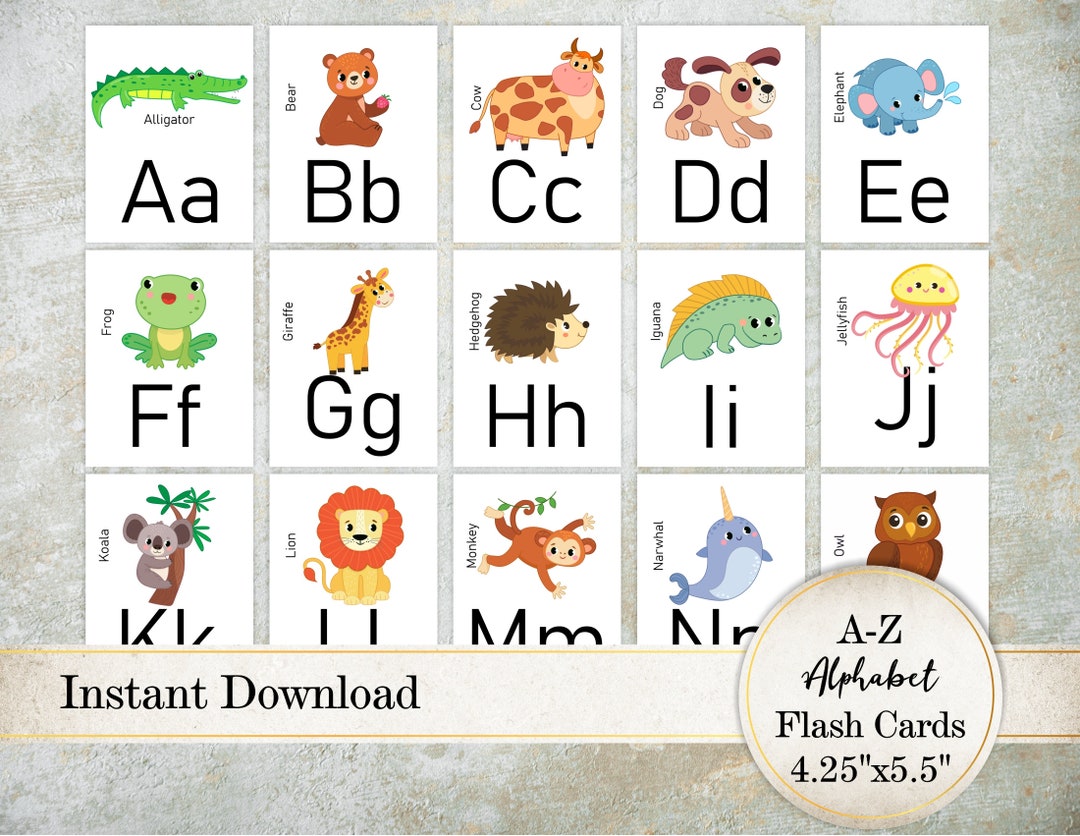 Animals Alphabet Cards, Preschool Toddler Classroom Cards, Kids ...