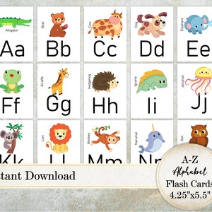 Animals Alphabet Cards, Preschool Toddler Classroom Cards, Kids ...