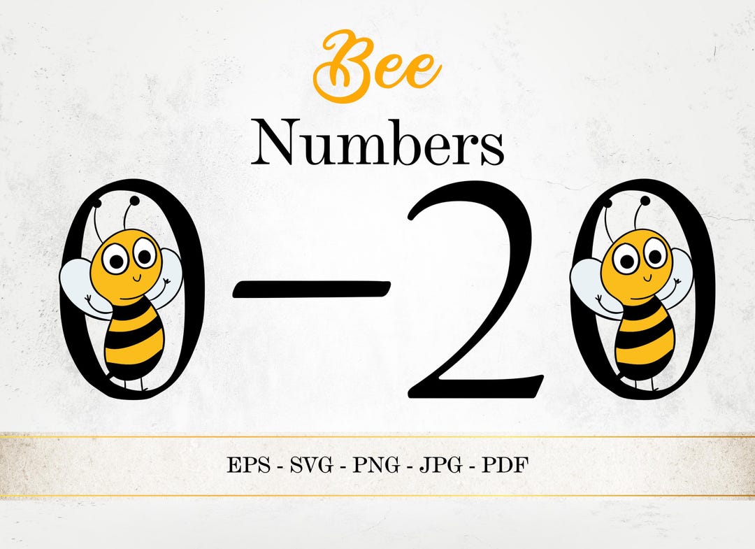 Bumble Bee Numbers 0-20 SVG, Cartoon Figures (digital Files) - Etsy