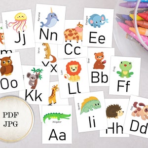 Animals Alphabet Cards, Preschool Toddler Classroom Cards, Kids ...