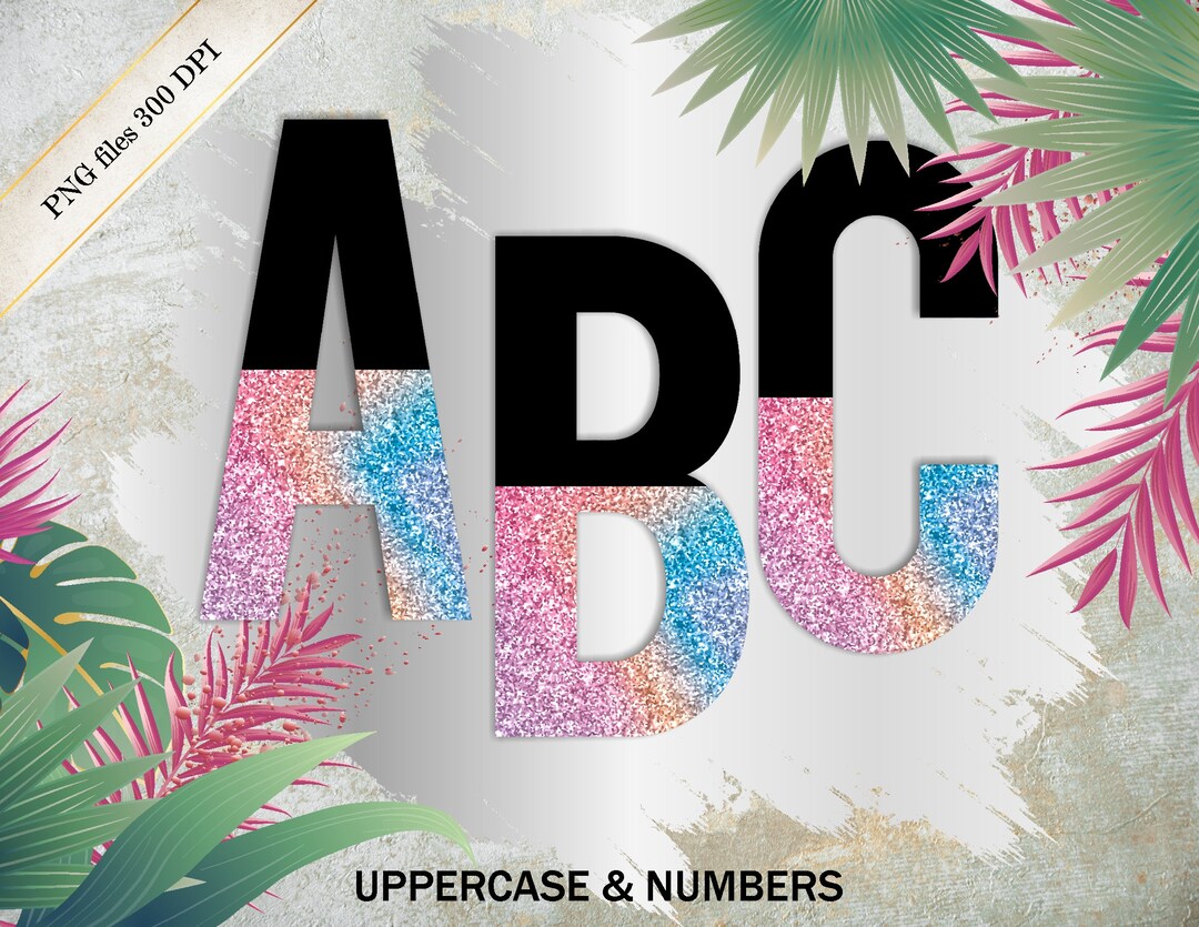 Half Brightly Colored Glitter Alphabet, Black and Multicolor Letters ...