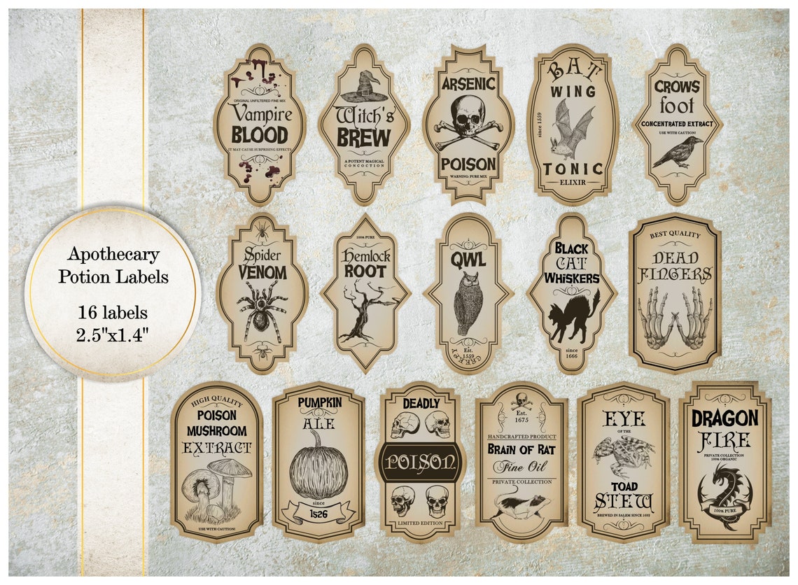 Apothecary Potion Labels 2.5x1.4 Apothecary - Etsy