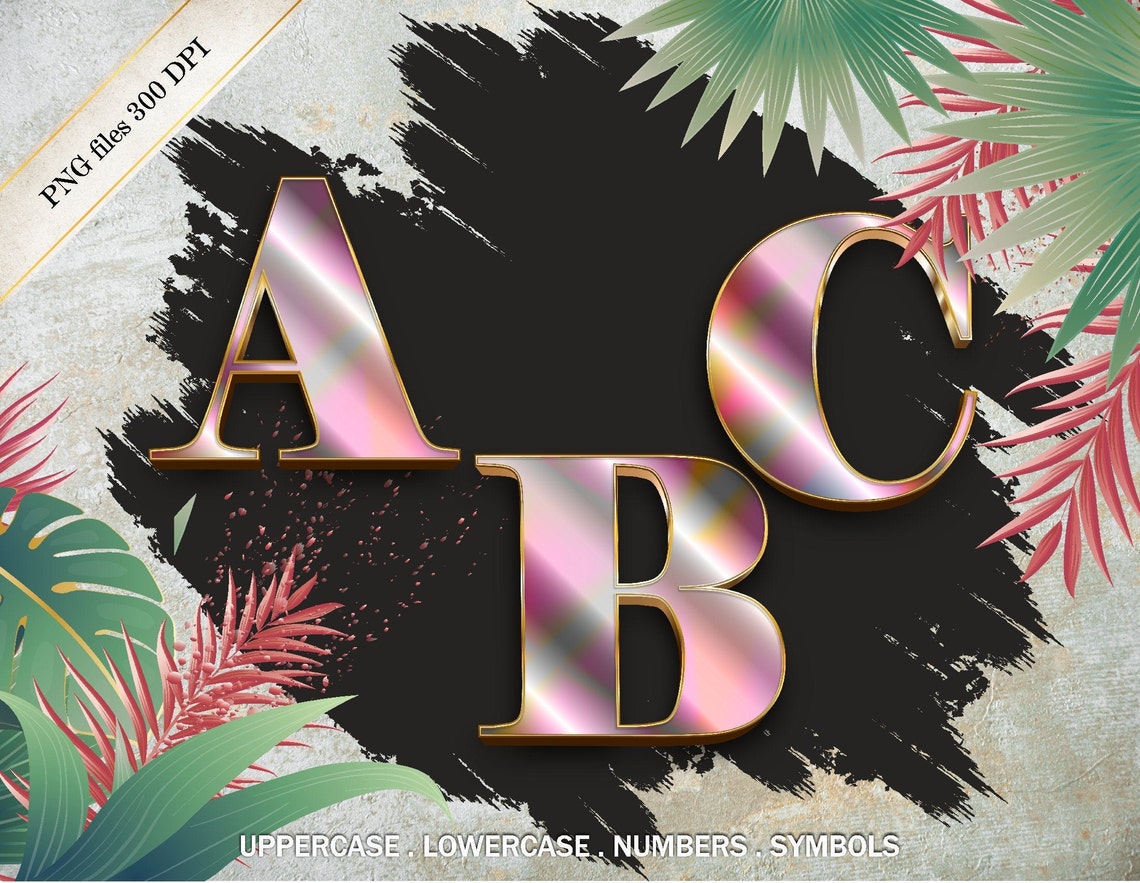 Metallic Rose Gold Alphabet Clipart Rose Gold Digital Letters - Etsy UK