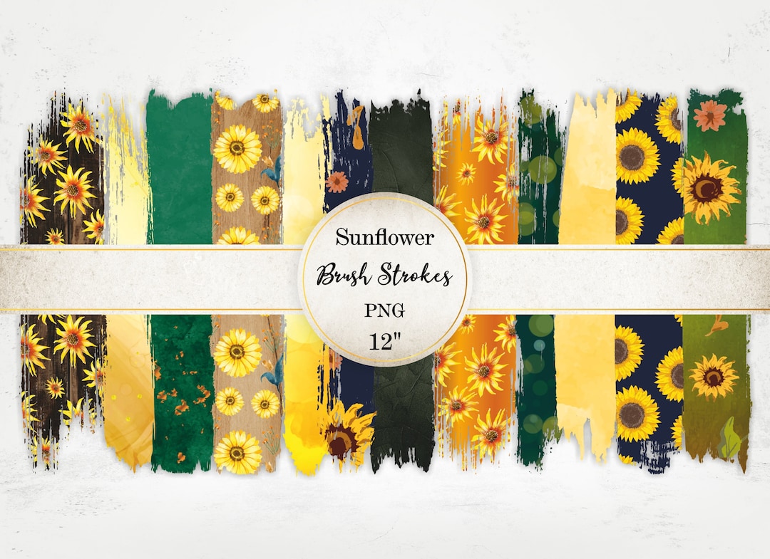 Sunflower Brush Stroke Image Pack, Sunflowers Clipart, Paint Stroke ...