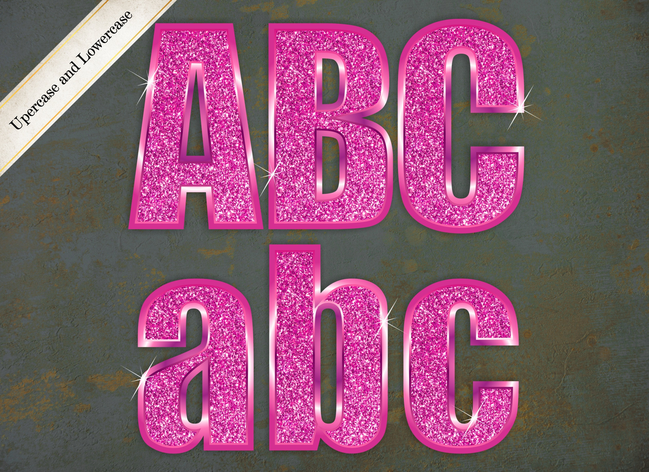 Hot Pink Glitter Alphabet Clipart: Metallic Letters, Numbers, Symbols ...